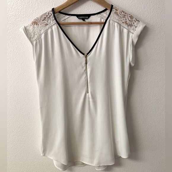 Express | Tops | White Express Elevated Basic Blouse | Poshmark